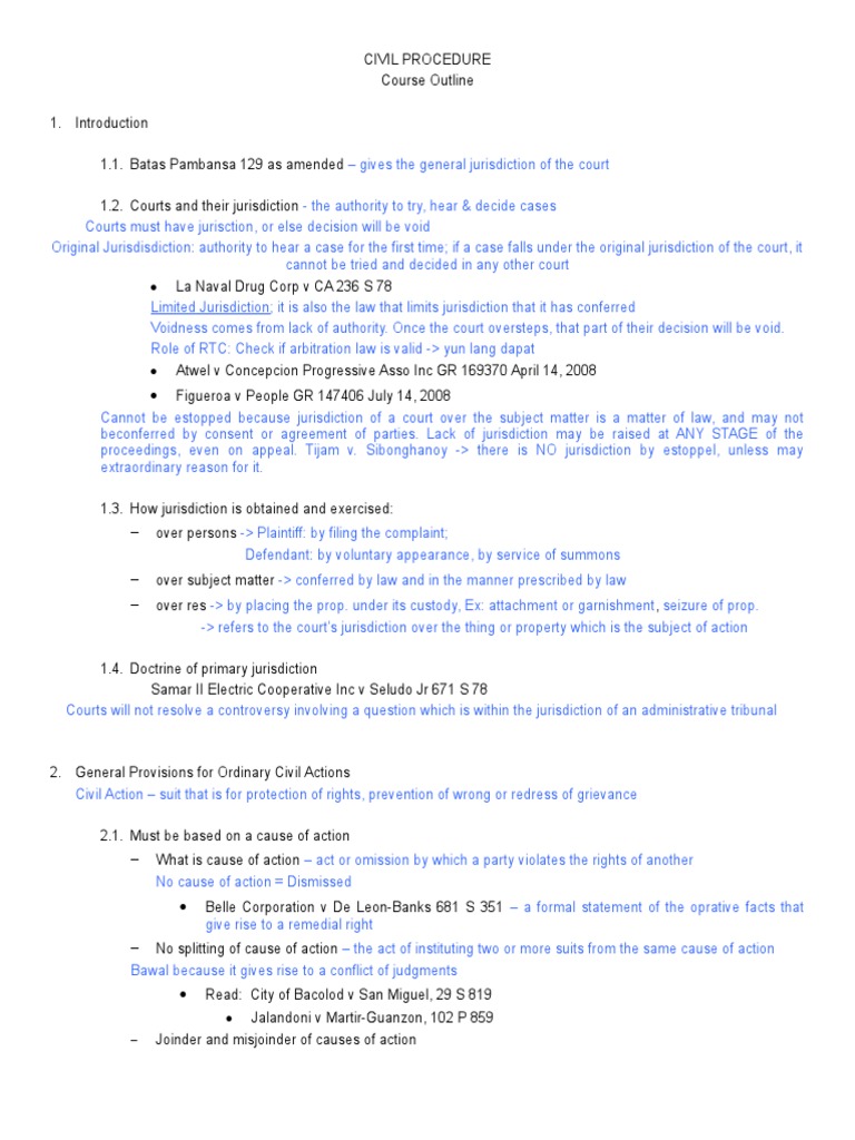Jurisdiction in Civil Procedure Overview | PDF | Pleading | Discovery (Law)
