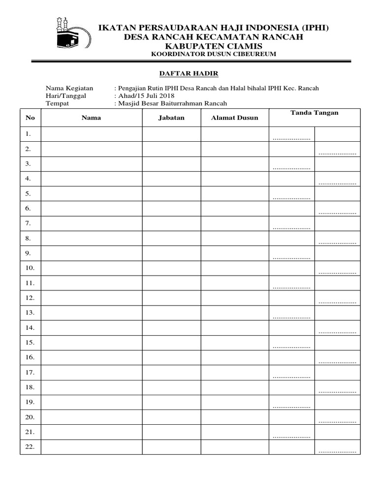 Daftar Hadir IPHI | PDF