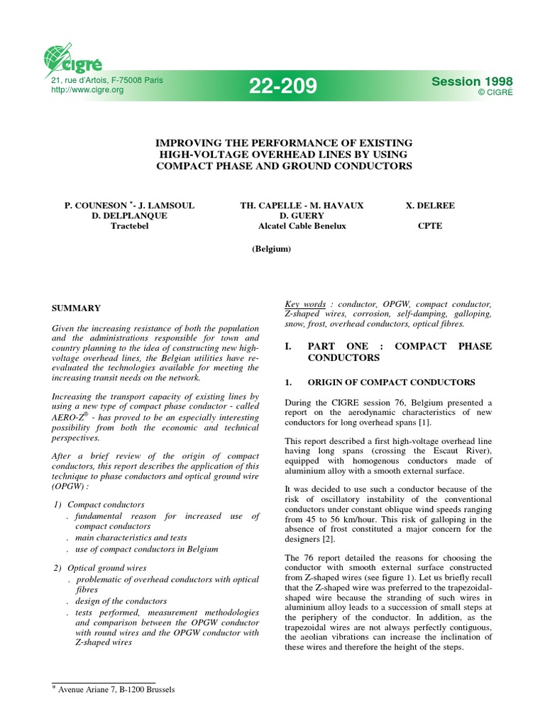 Z-Shaped Conductors CIGRE | PDF | Optical Fiber | Electrical Conductor