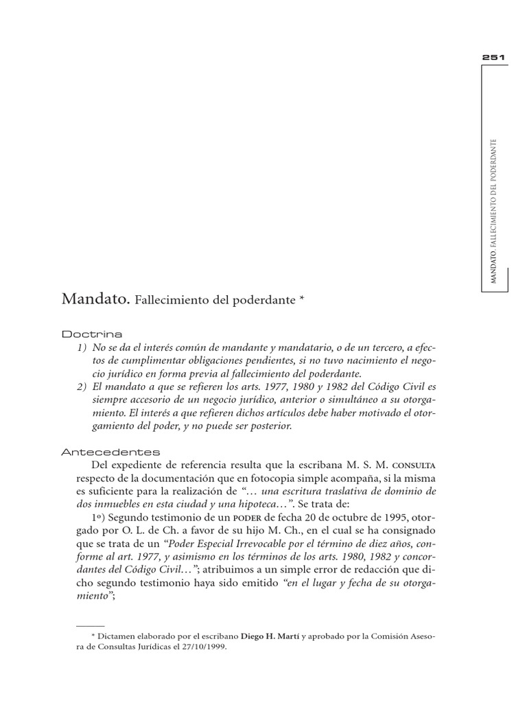 Poder Irrevocable y Fallecimiento del Poderdante | PDF | Derecho civil ...