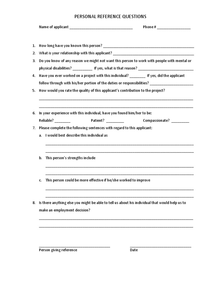 Personal Reference Questions | PDF | Government | Business