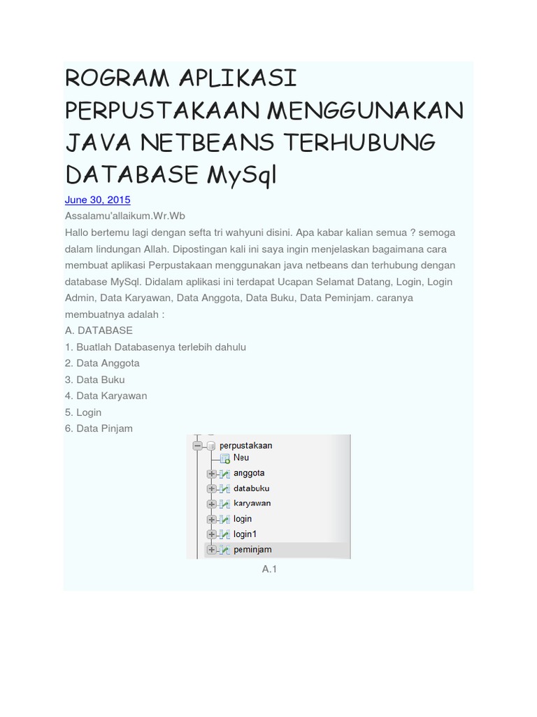 Rogram Aplikasi Perpustakaan Menggunakan Java Netbeans | PDF