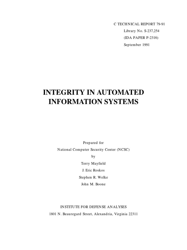 Integrity in Automated Information Systems | PDF | System | Embedded System