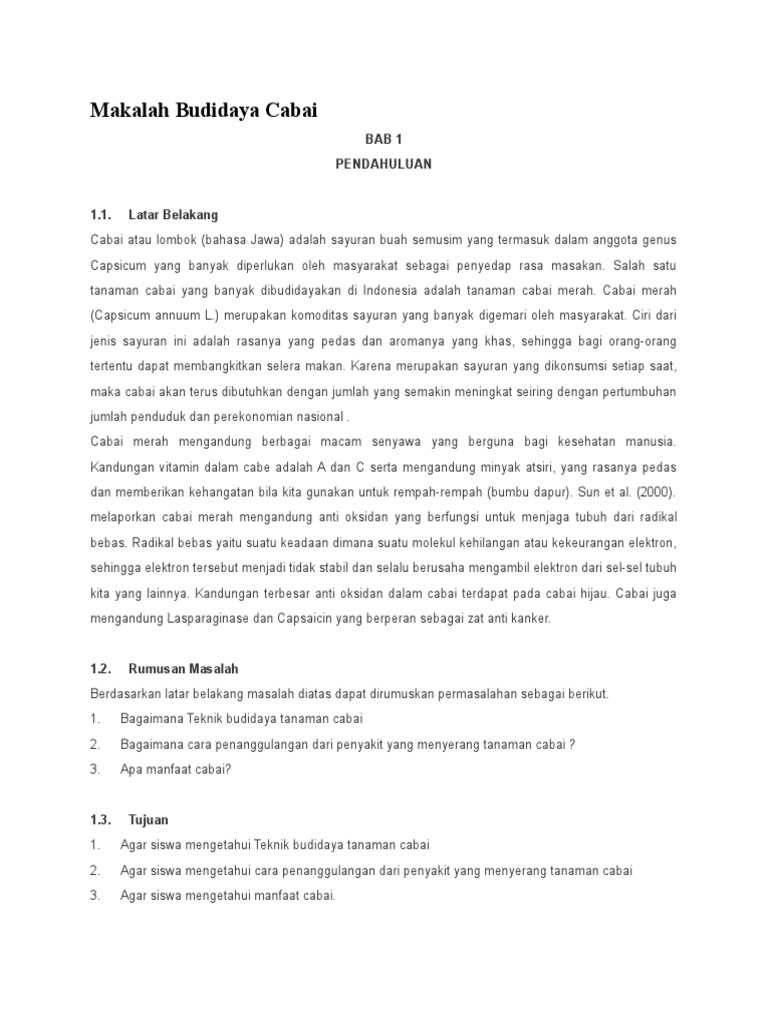 Makalah Budidaya Cabai | PDF | Kesehatan Holistik | Sains & Matematika