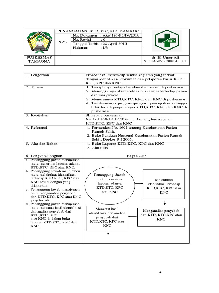 9.1.1. (6) Spo Penanganan KTD KTC KPC Dan KNC | PDF