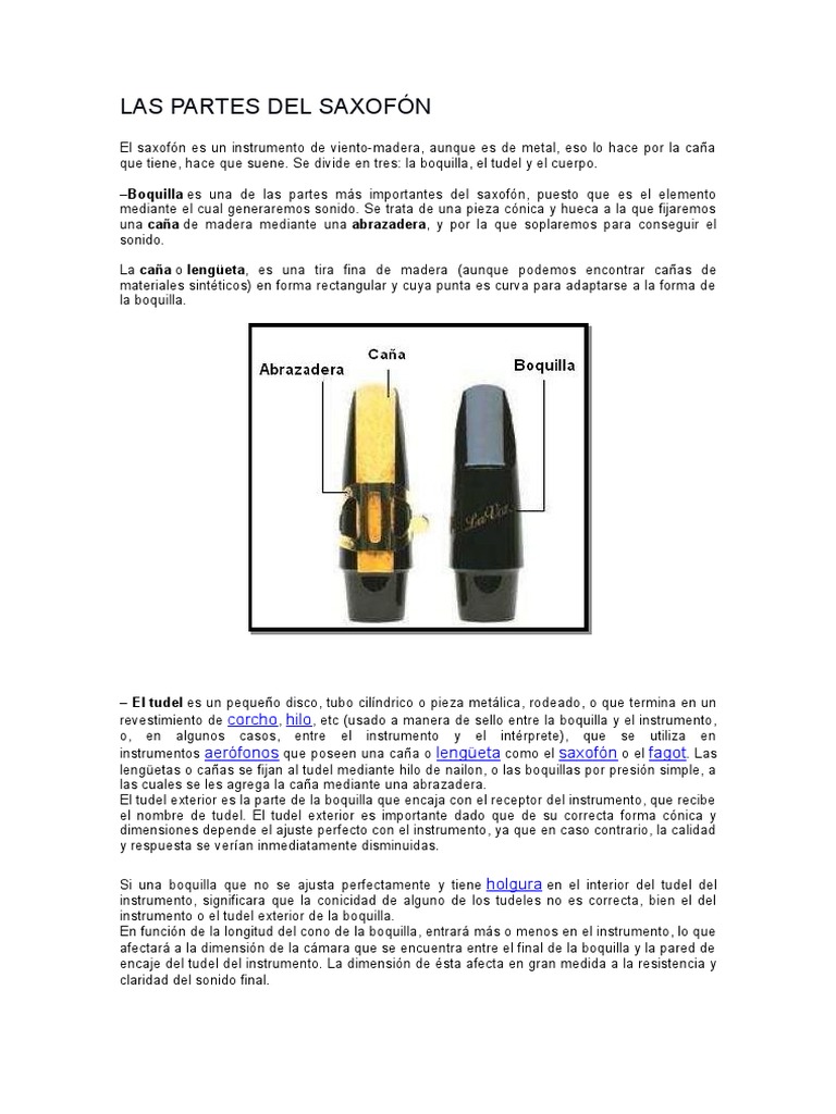 Las Partes Del Saxofon | PDF | Saxofón | Instrumentos musicales