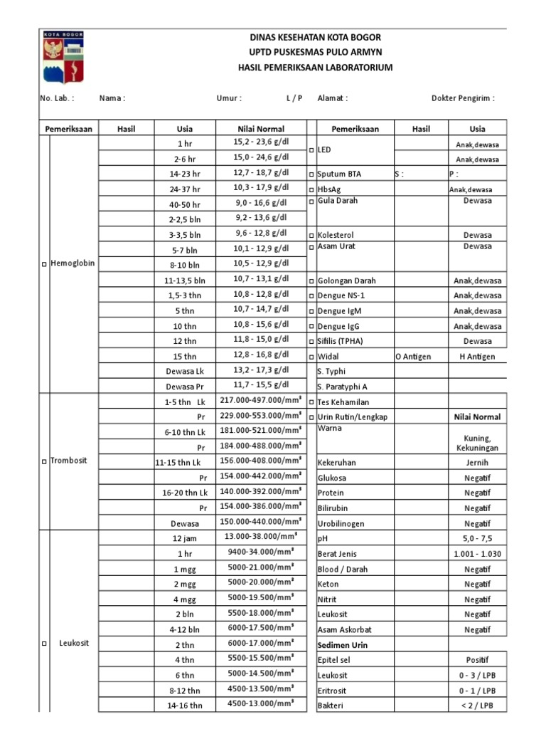 Form Hasil Lab | PDF