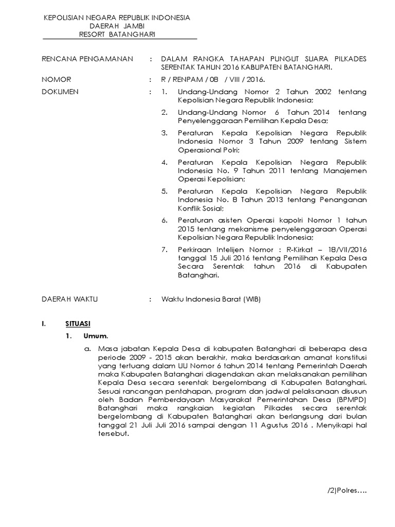 Renpam Tahap Pungut Suara Pilkades | PDF