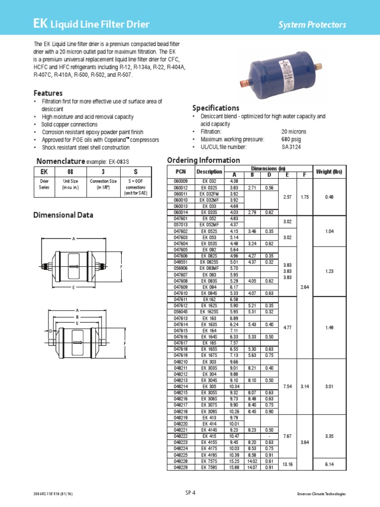 Ek Liquid Line Filter Drier and Capacity Table PDF | PDF | Filtration ...