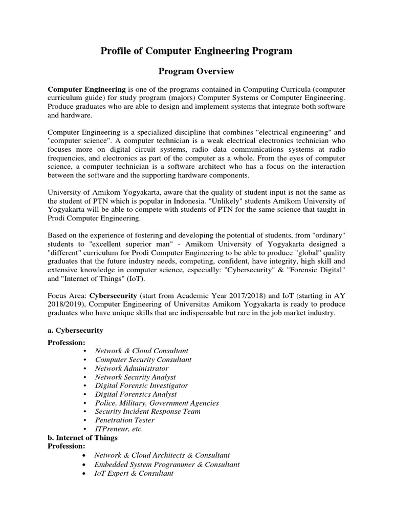 Profile of Computer Engineering Program | PDF | Internet Of Things ...