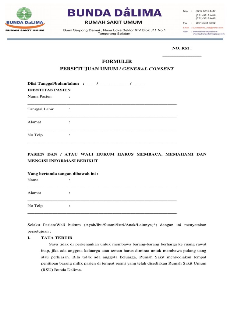 Formulir General Consent (HPK 5) | PDF