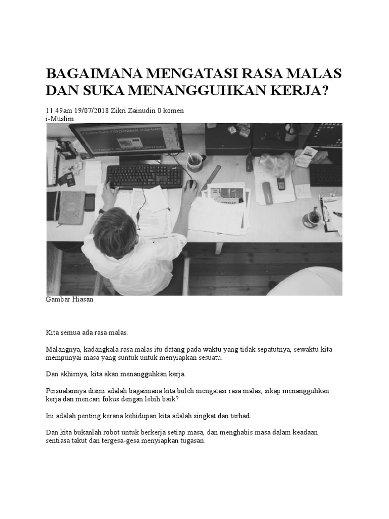 Bagaimana Mengatasi Rasa Malas Dan Suka Menangguhkan Kerja | PDF