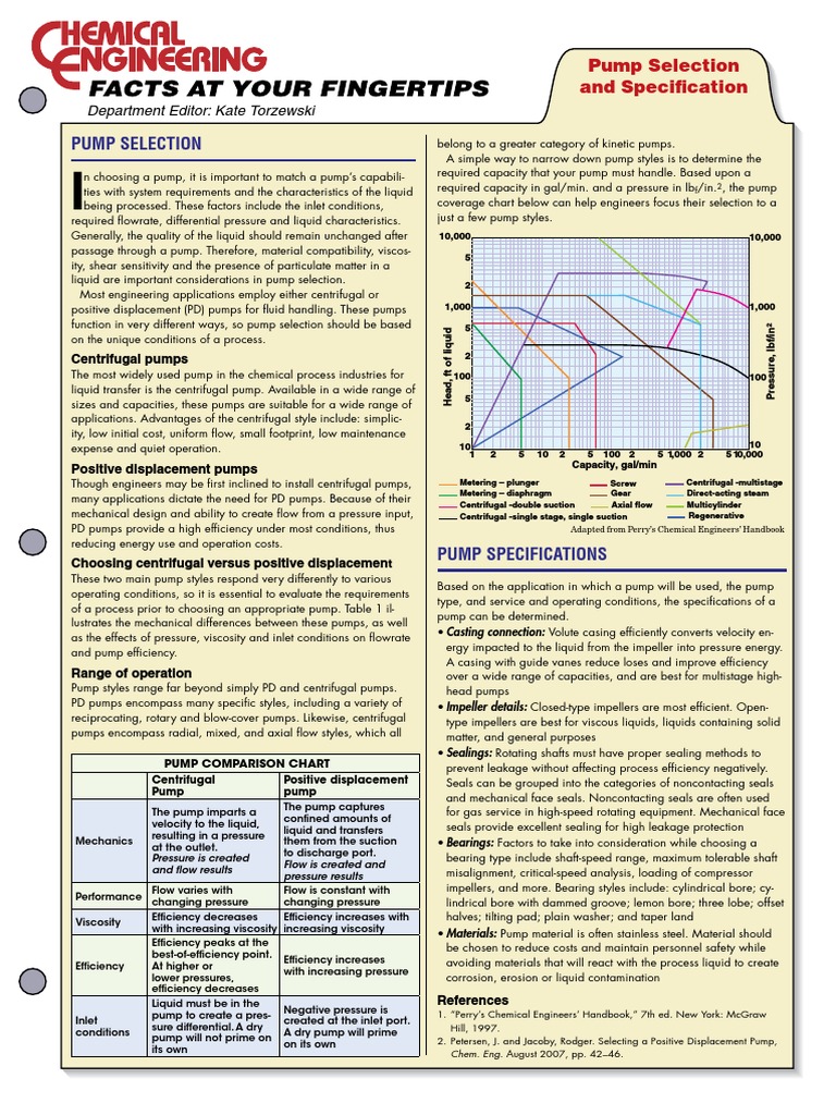 Pump Selection Specifications Pdf Pdf Pump Energy Technology