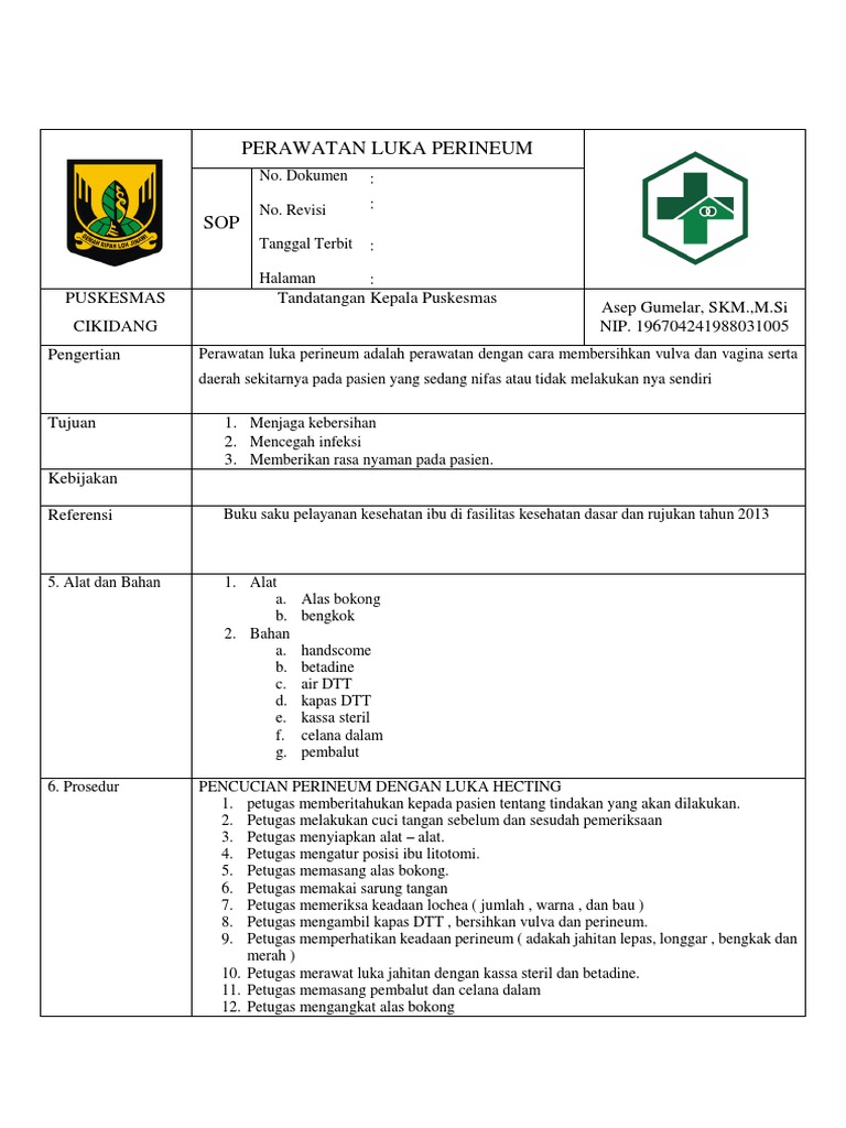 Sop Perawatan Luka Perineum | PDF