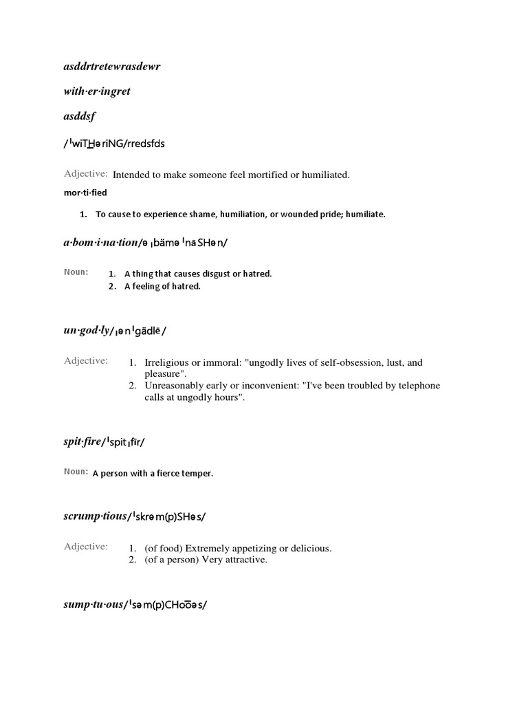 Asddrtretewrasdewr With Er Ingret Asddsf: Adjective | PDF | Adjective ...