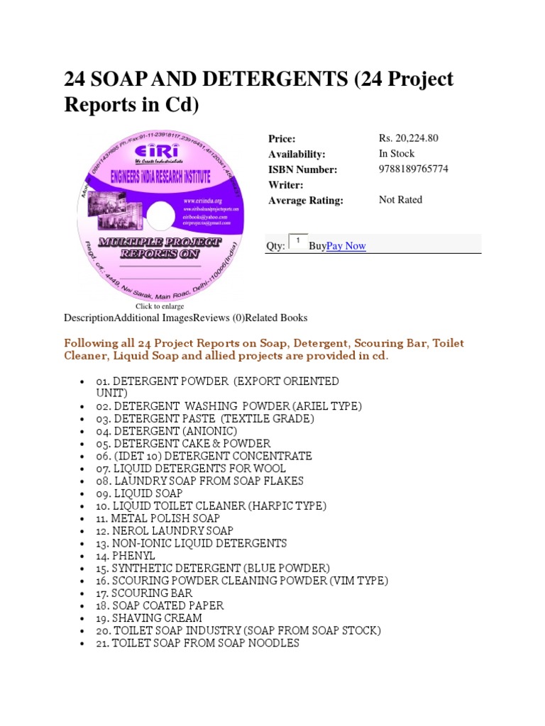 24 Soap and Detergents 24 Project Reports in CD 3 ...