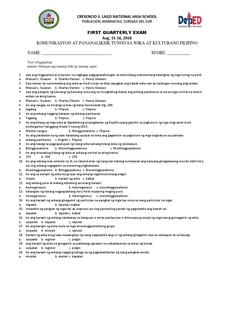 Grade XI 1stquarter | PDF