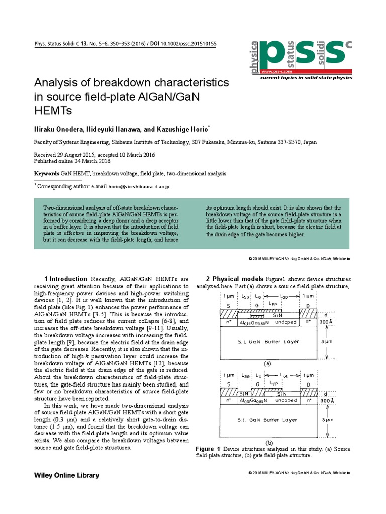 Analysis of Breakdown Characteristics in Source Field-Plate Algan/Gan ...