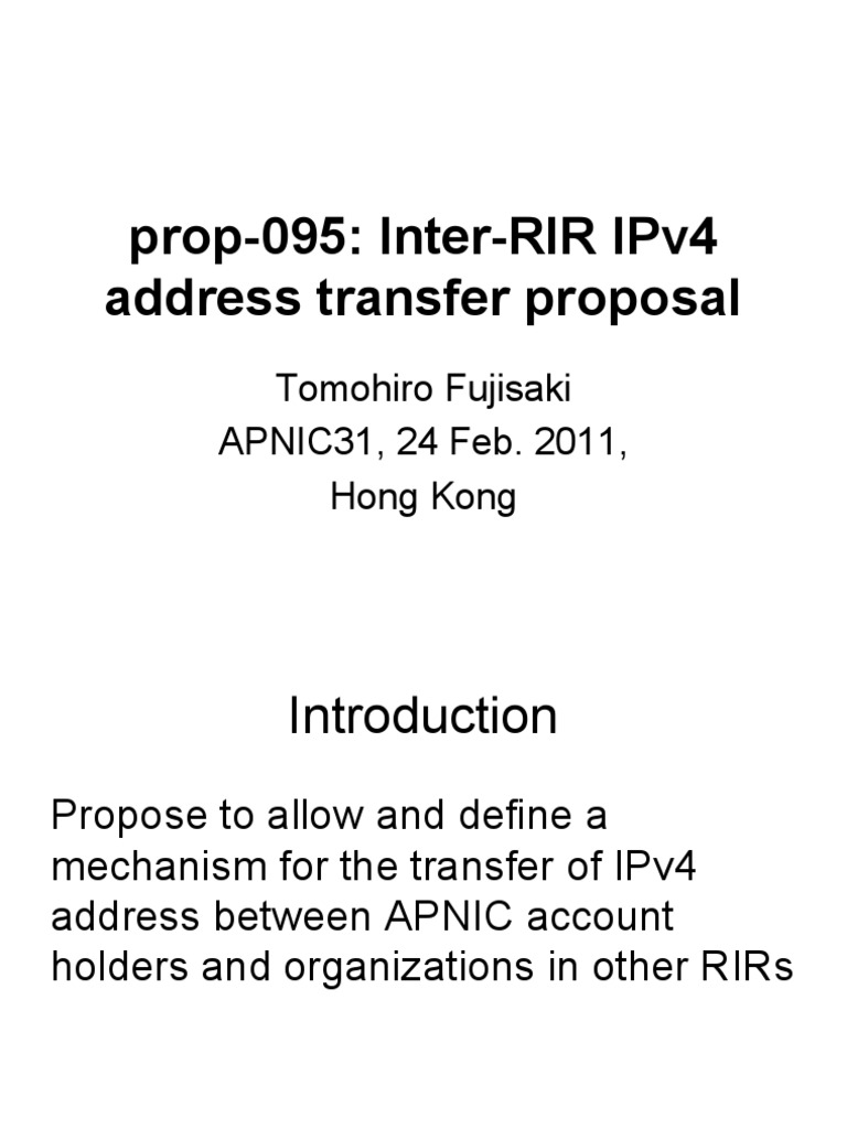 Prop-095-Inter-RIR IPv4 Transfer Policy | PDF | Internet Architecture ...