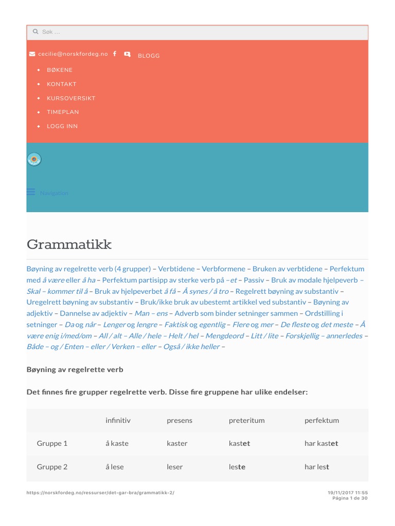 Grammatikk - Norsk For Deg! PDF | PDF