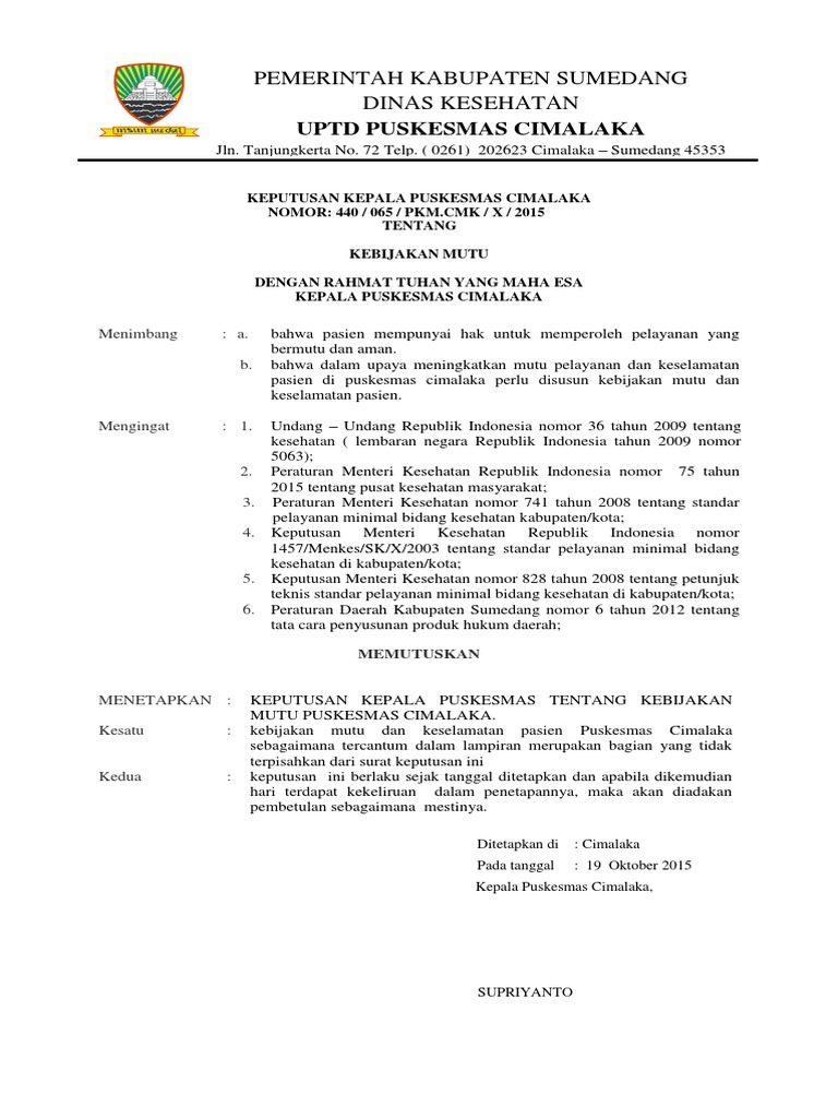 Pedoman Manual Mutu | PDF