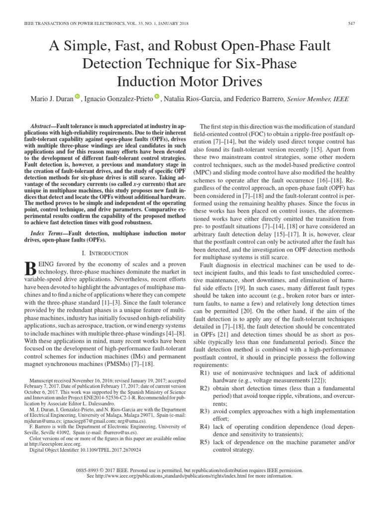 A Simple, Fast, and Robust Open-Phase Fault Detection Technique For Six-Phase Induction Motor ...