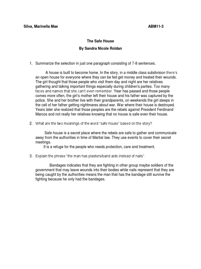 Analysis of "The Safe House" by Roldan | PDF