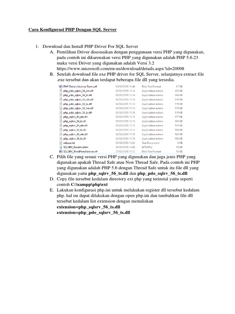 Cara Konfigurasi PHP Dengan SQL Server | PDF
