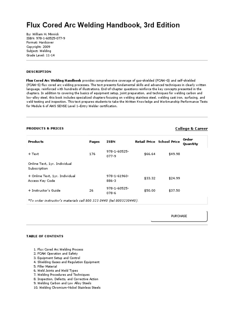 Flux Cored Arc Welding Handbook, 3rd Ed | PDF | Welding | Construction