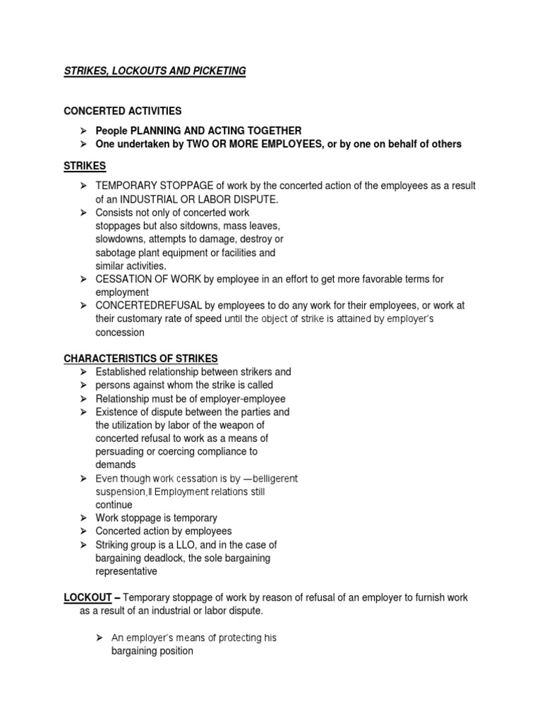 Strikes, Lockouts & Picketing Guide | PDF | Strike Action | Lockout ...