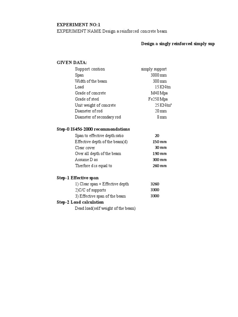 EXPERIMENT NAME:Design A Reinforced Concrete Beam | PDF