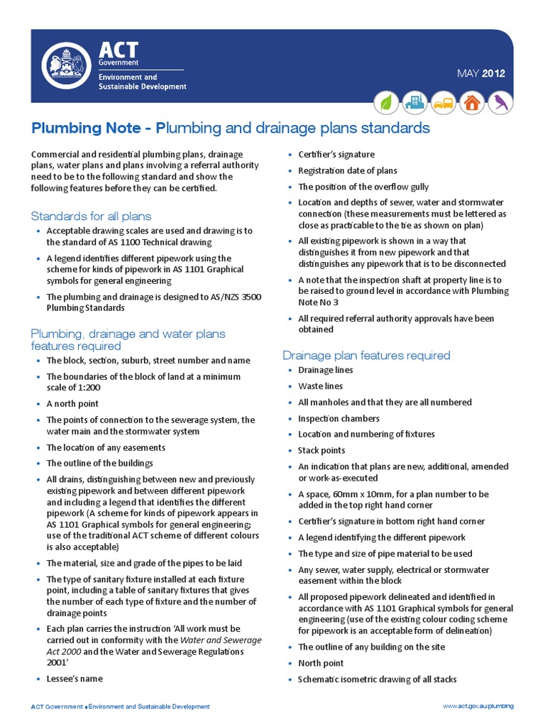 Plumbing Note0 - Plumbing and Drainage Plans Standards PDF | PDF ...