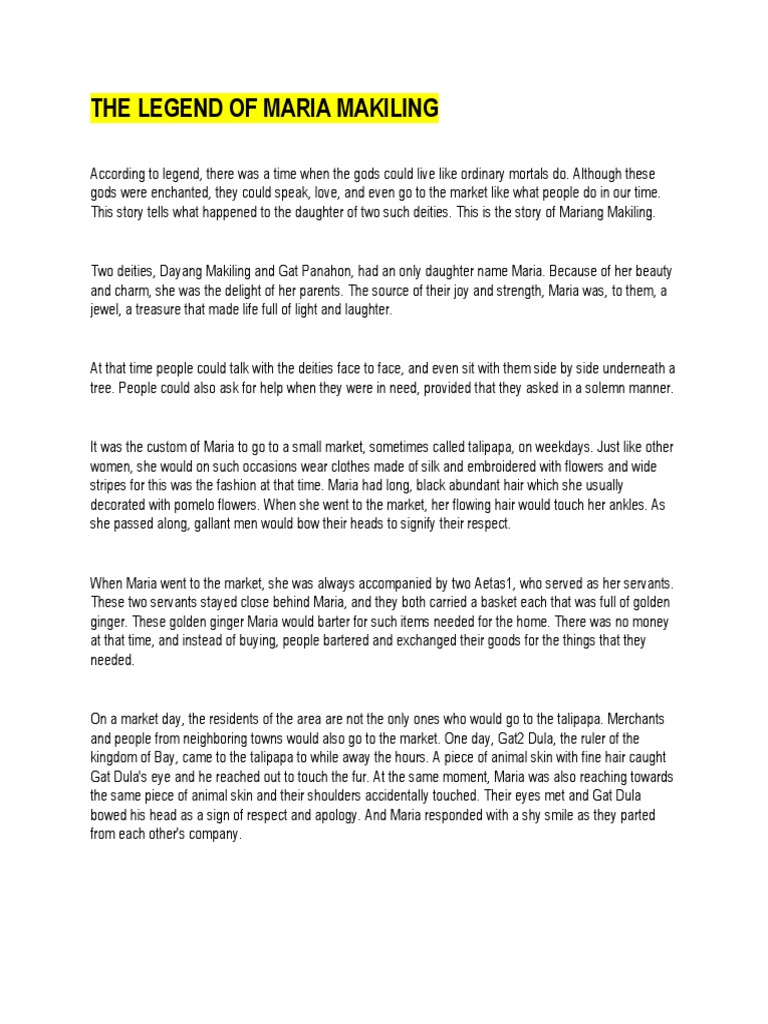 The Legend of Maria Makiling | PDF | Moon | Nature