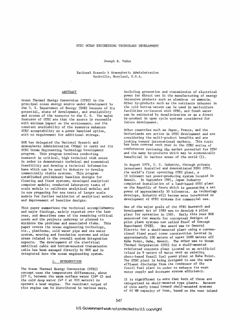 OTEC Ocean Engineering Technology Development | PDF | Deep Foundation ...
