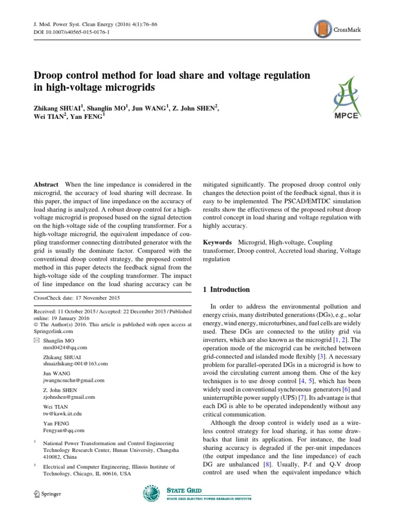 Droop Control Method For Load Share and Voltage Regulation | PDF ...