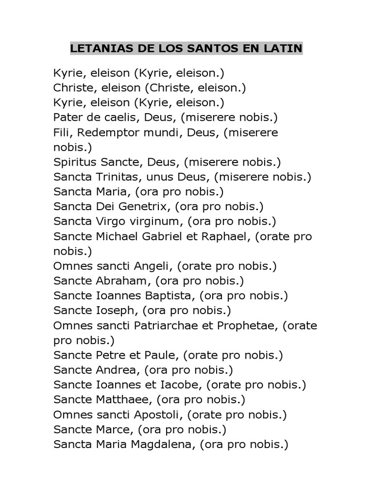 Letanias de Los Santos en Latin