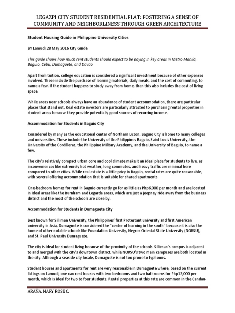 Student Housing Guide In Philippine University Cities Pdf Dormitory