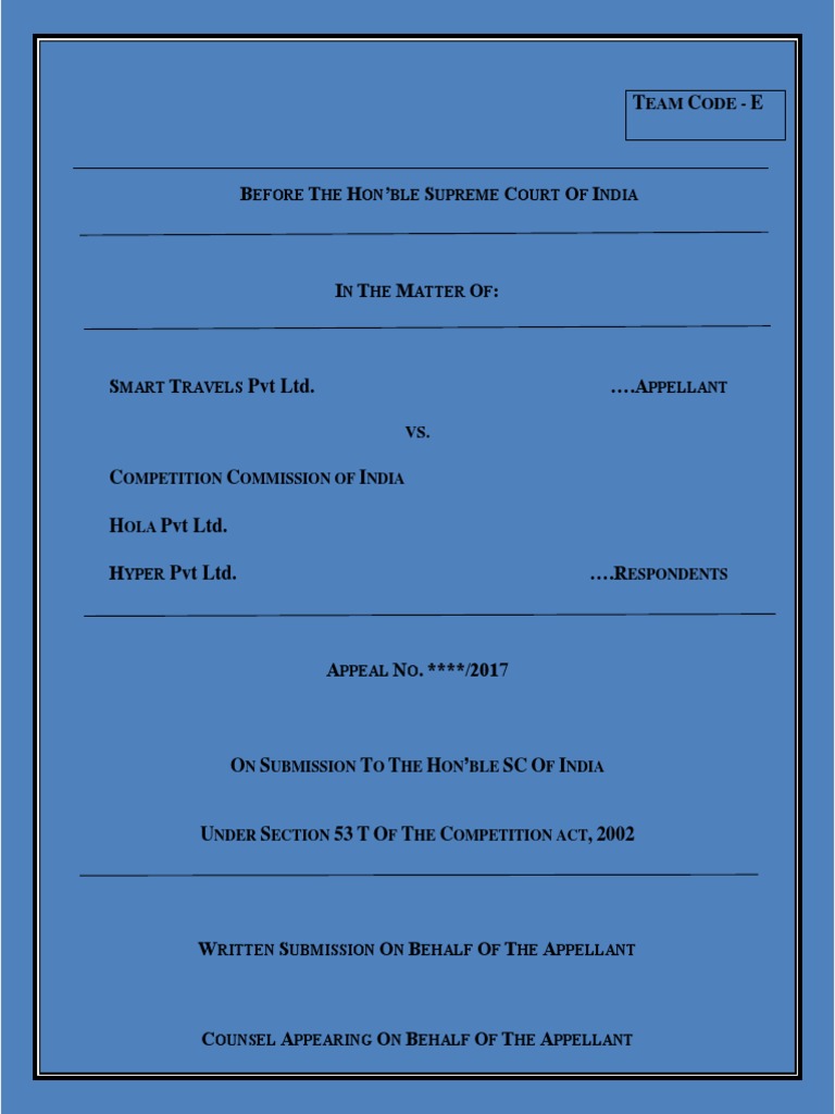 Analysis of Competition Law Violations by Hola Pvt. Ltd. and the Maintainability of the Appeal ...