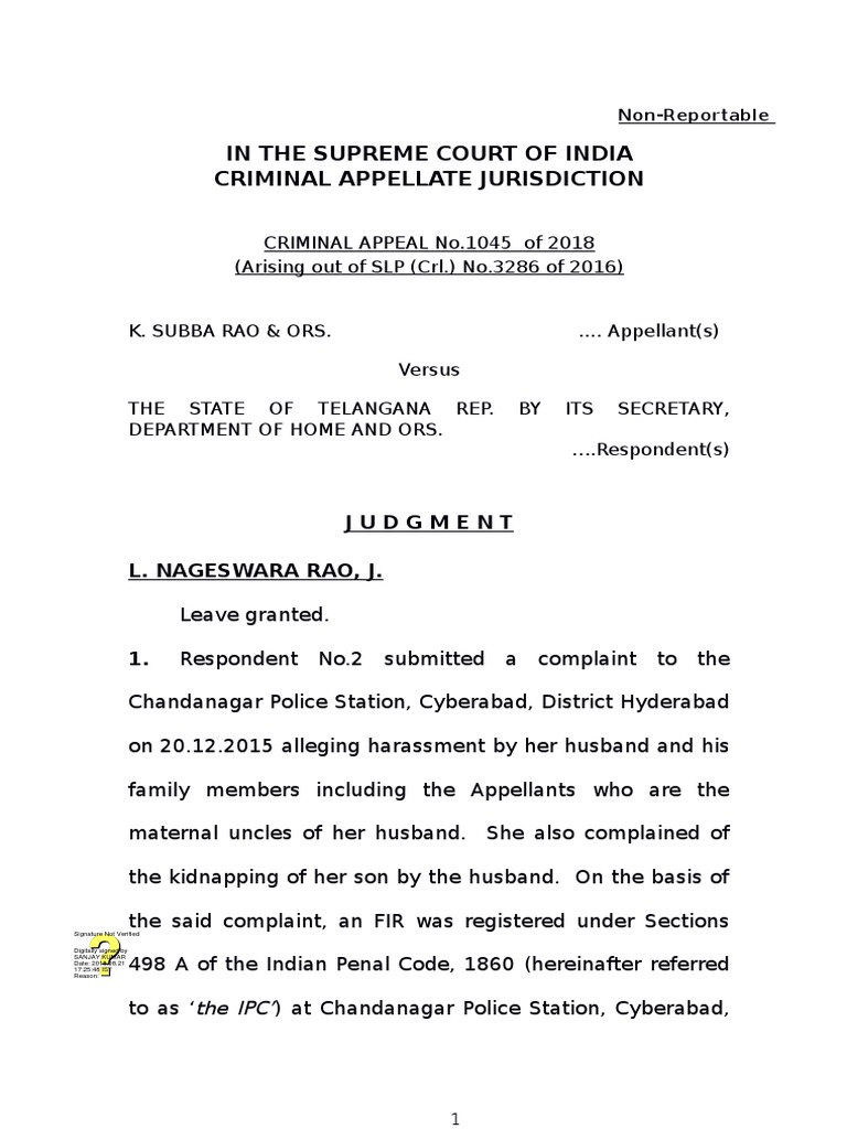 Supreme Court Judgment On Roping in Husbands Relatives in Dowry Harassment Cases | PDF ...