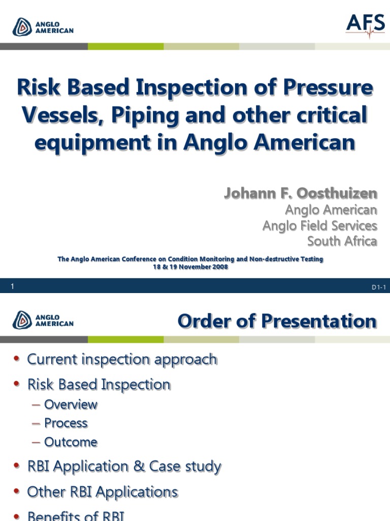 Risk Based Inspection of Pressure Vessels, Piping | Risk | Risk Assessment