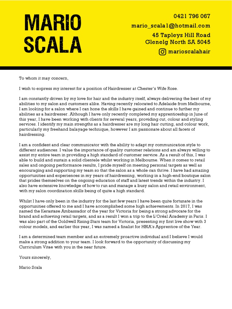Mario Scala CV | PDF | Hairdresser | Business