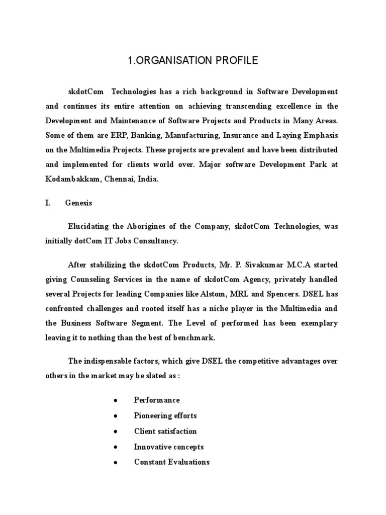 Organization Profile | PDF | Operating System | Information Technology