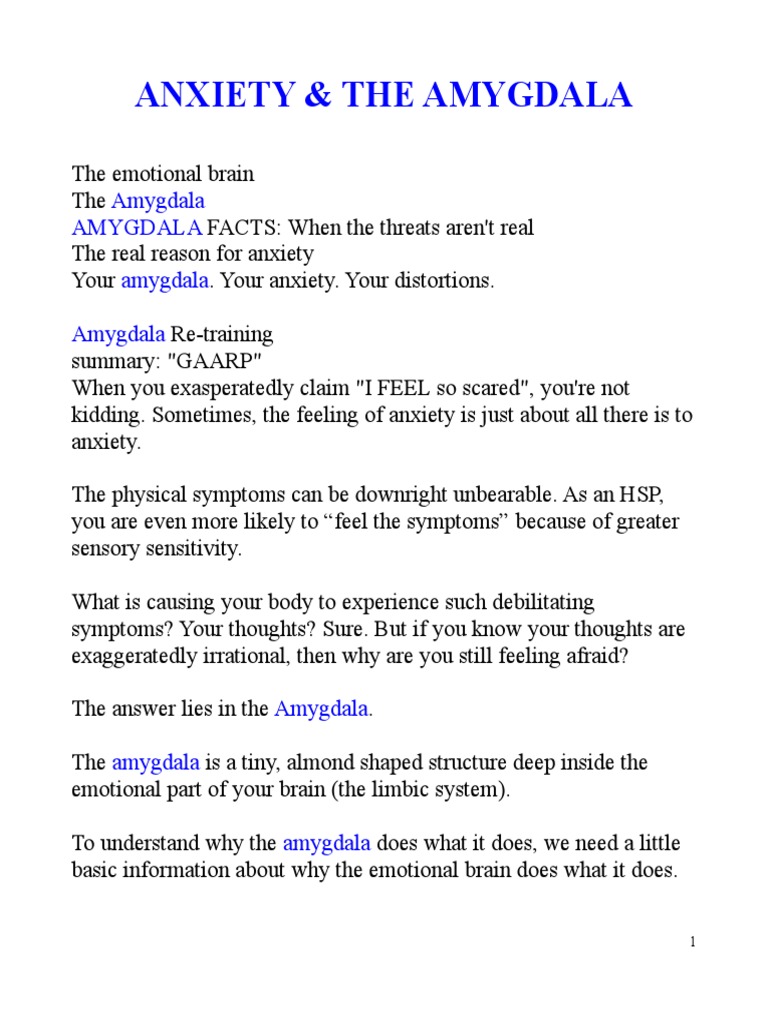 Anxiety & The Amygdala | PDF | Anxiety | Temperament