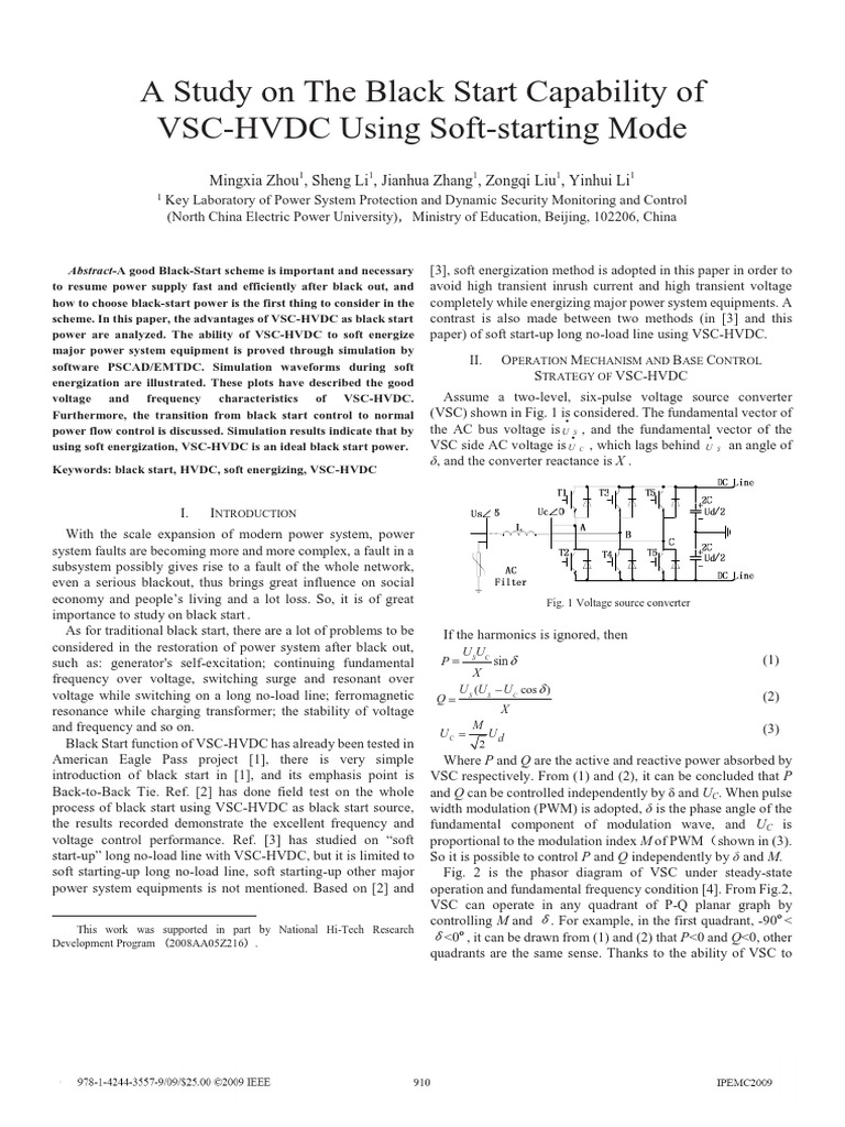A Study On The Black Start Capability of VSC-HVDC Using Soft-Starting ...