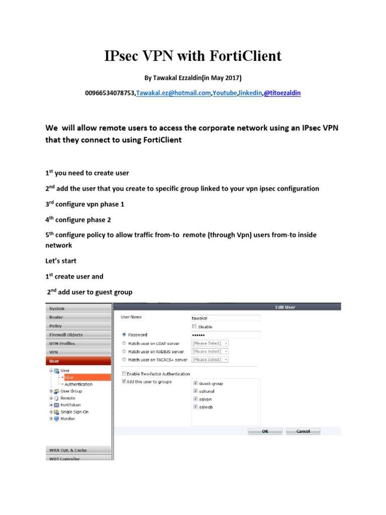 IPsec VPN With FortiClient | PDF