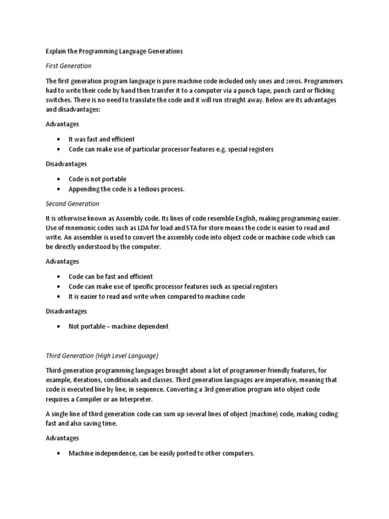 Explain The Programming Language Generations | PDF