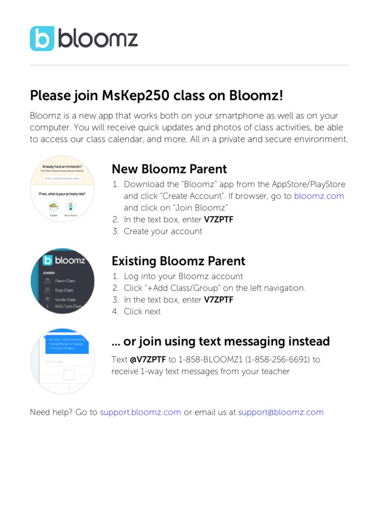 Bloomz Invite 2018-2019 | PDF