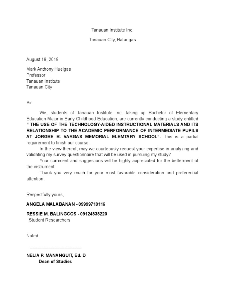 Validity Letter | PDF | Thesis | Teaching