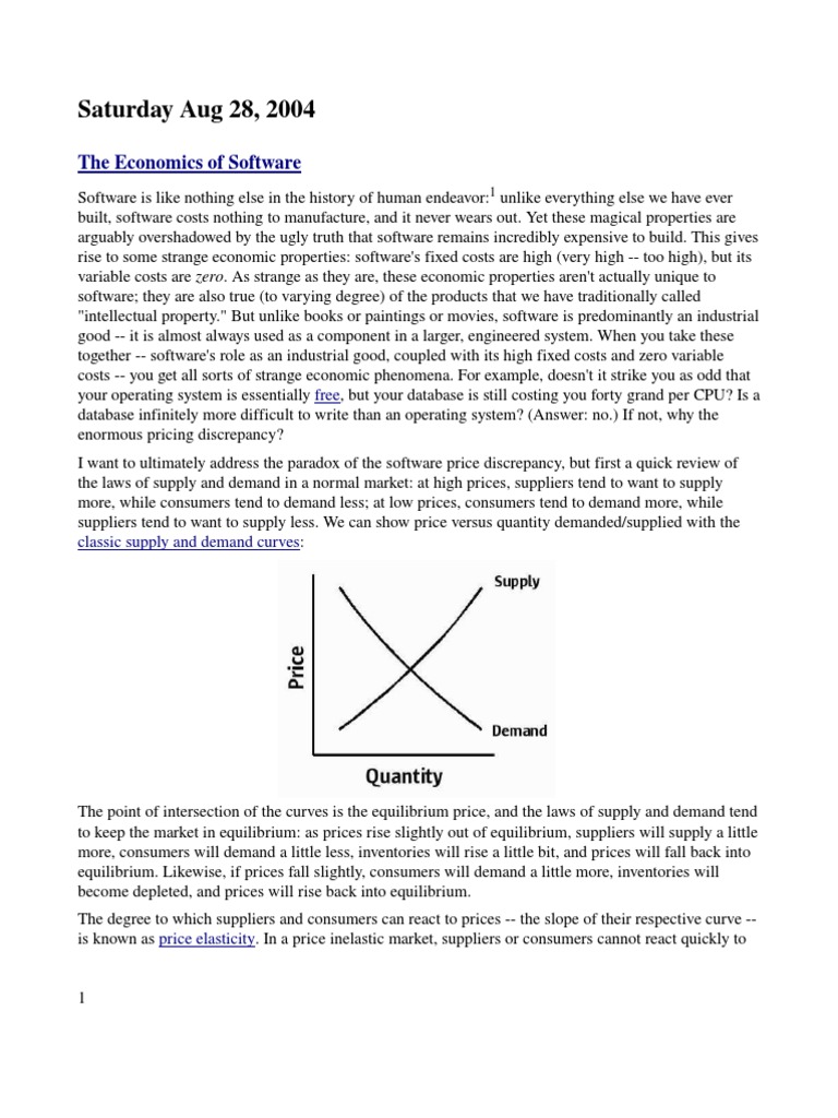 Economics of Software Pricing Explained | PDF | Supply (Economics ...