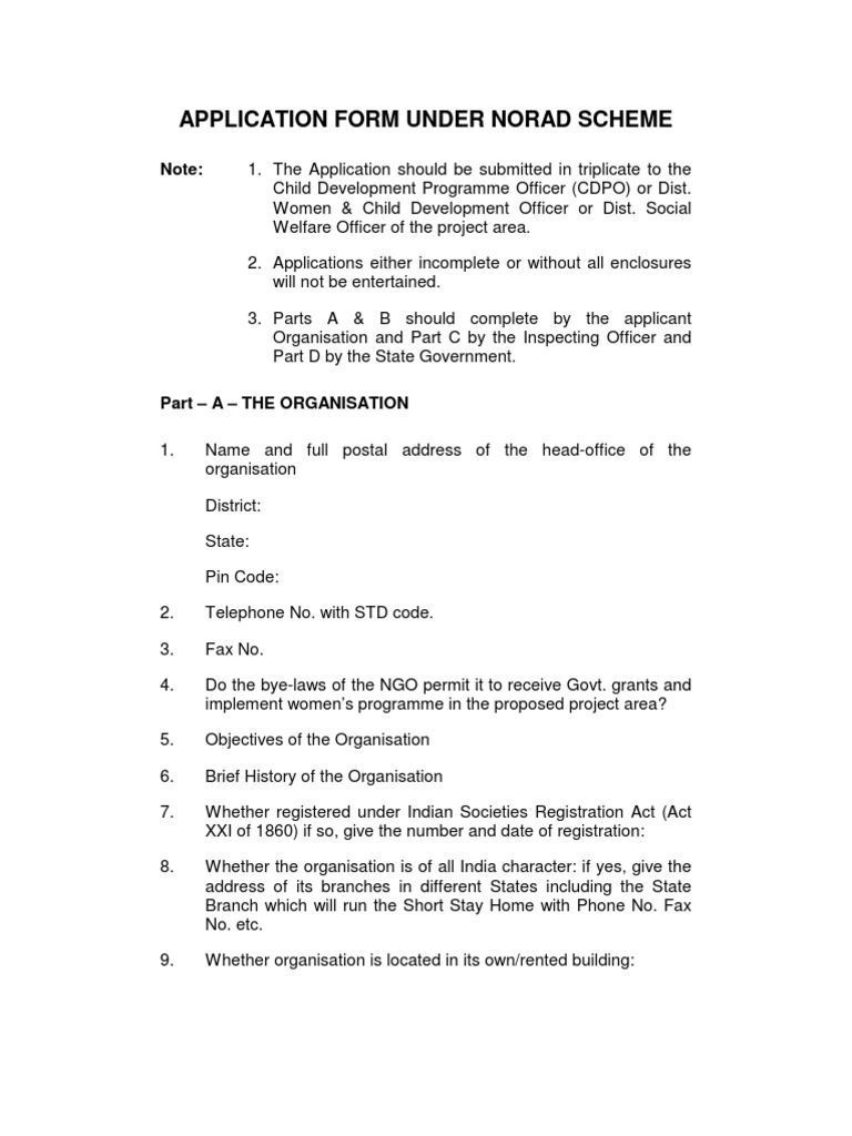 Application Form Under Norad Scheme | PDF | Self Employment | Small ...